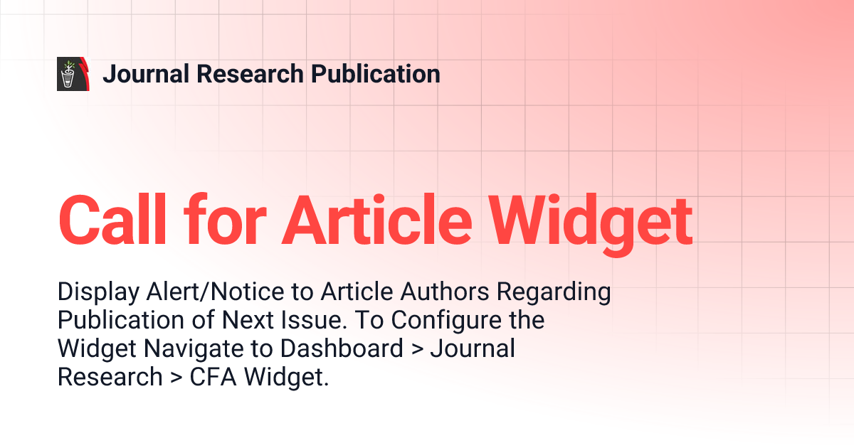 Call for Article Widget | Journal Research Publication