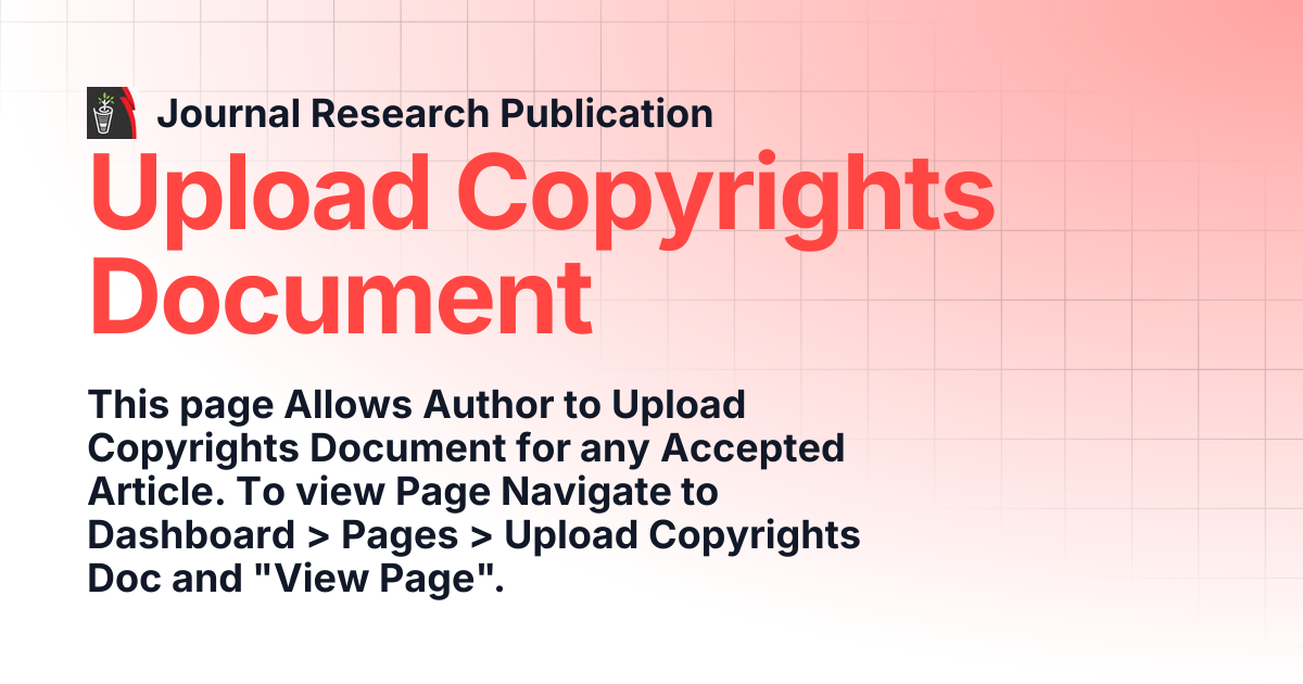 Upload Copyrights Document | Journal Research Publication