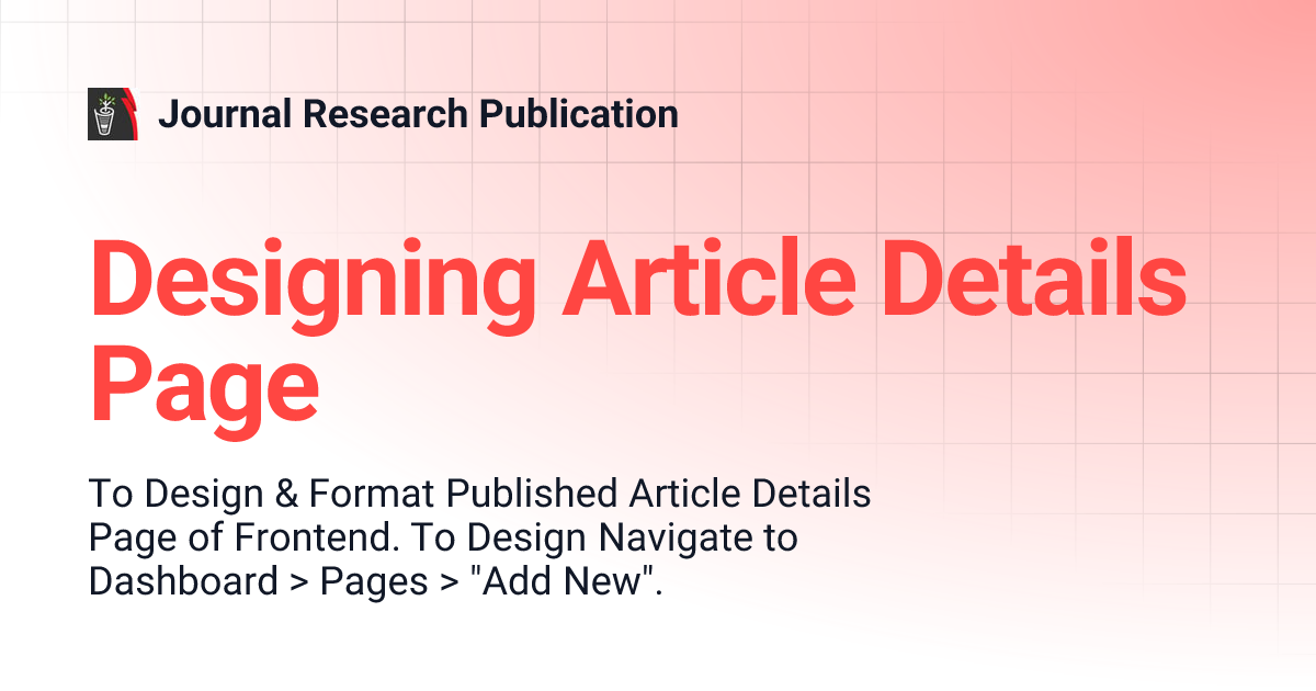Designing Article Details Page | Journal Research Publication